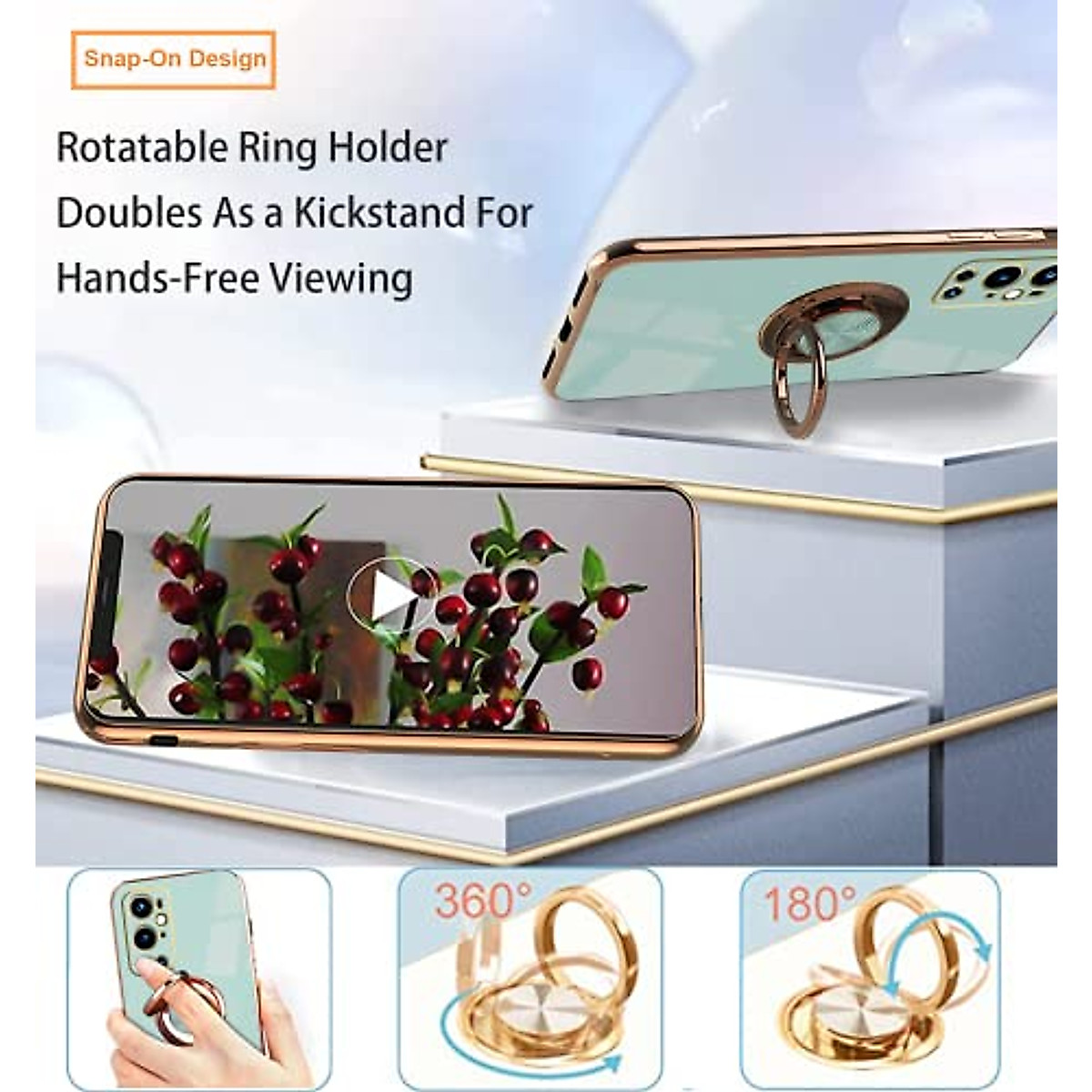 Jancyu Compatible with Oneplus 9 Pro case, Phone Cases for Oneplus 9 Pro with Ring Holder, 360 Degrees Protective Silicone Magnetic Car Holder (Green)