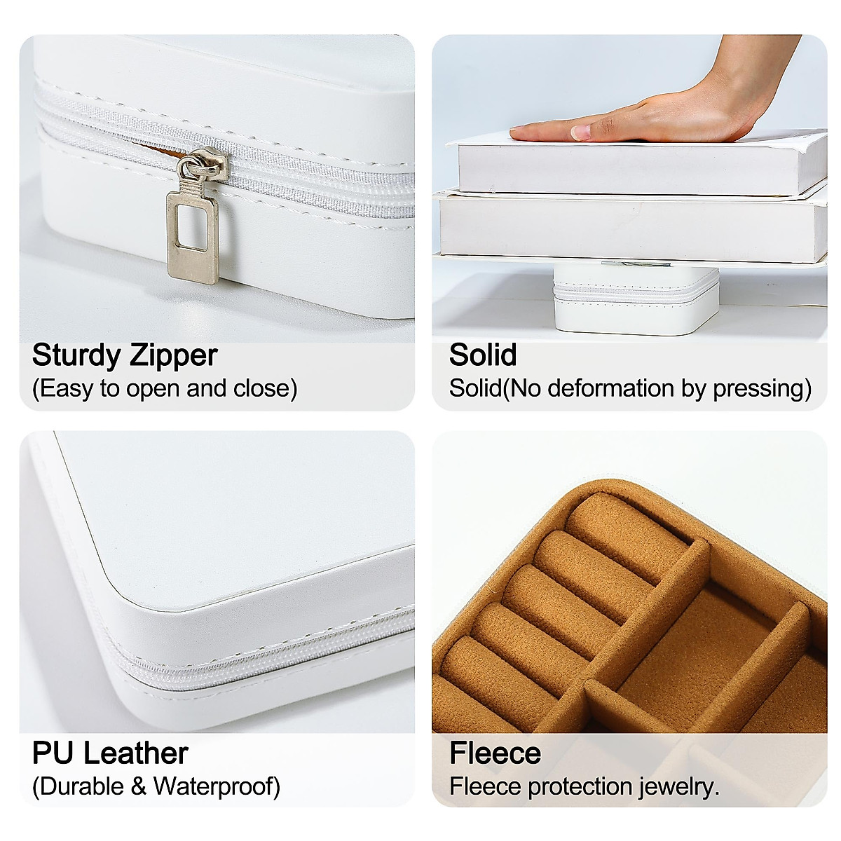 Parima Bride Gifts Bridal Shower Gifts - Personalized Small Travel Jewelry Box Jewelry Case Organizer for Women Bridesmaid Proposal Maid of Honor Bachelorette Party Wedding Day Gift - Letter B, White