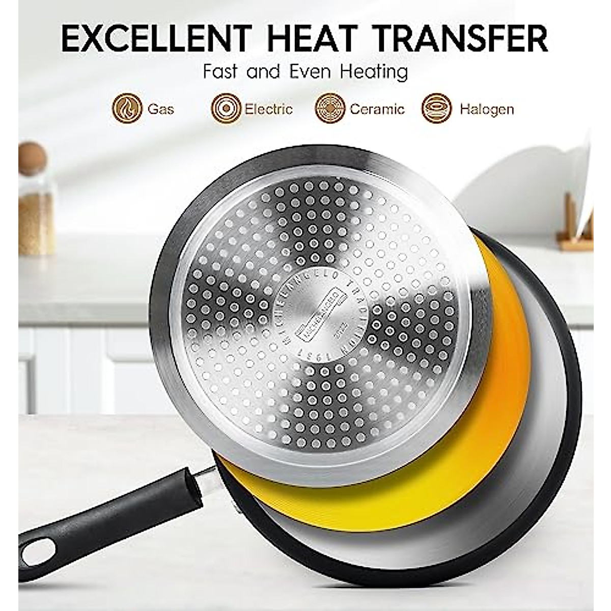 Michelangelo Nonstick Sauce Pan With Lid, 1QT&2QT Ceramic Saucepan, Copper Saucepans,PFAS-FREE Pot Set,Small Pots For Cooking,Multipurpose Cooking Pots Set For Home Kitchen,Dishwasher Safe