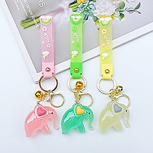 JEBBO Cute Elephant Keychain for Women Pink Animal Bag Charm Car Key Chain for Wallet Purses Backpack Key Ring…