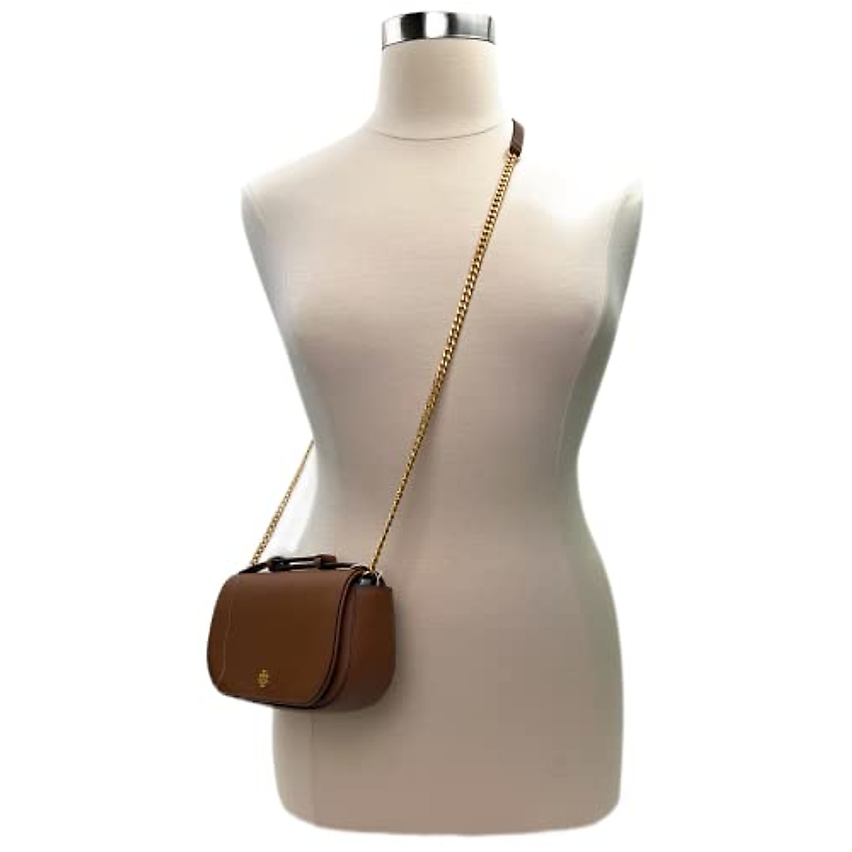 Tory Burch Emerson Top Handle Women's Saffiano Leather Crossbody Bag (Moose)