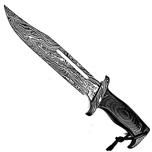 PAL 2000 HUNTING KNIVES KNI-9972 Handmade Damascus Steel 14.5 Inches Bowie Knife Dollar Wood Handle with Sheath