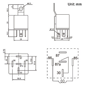 Ulincos Auto Relay U1914 with 14AWG Wire Harness, 12V DC 30/40A SPDT 5-Pin (Pack of 2)