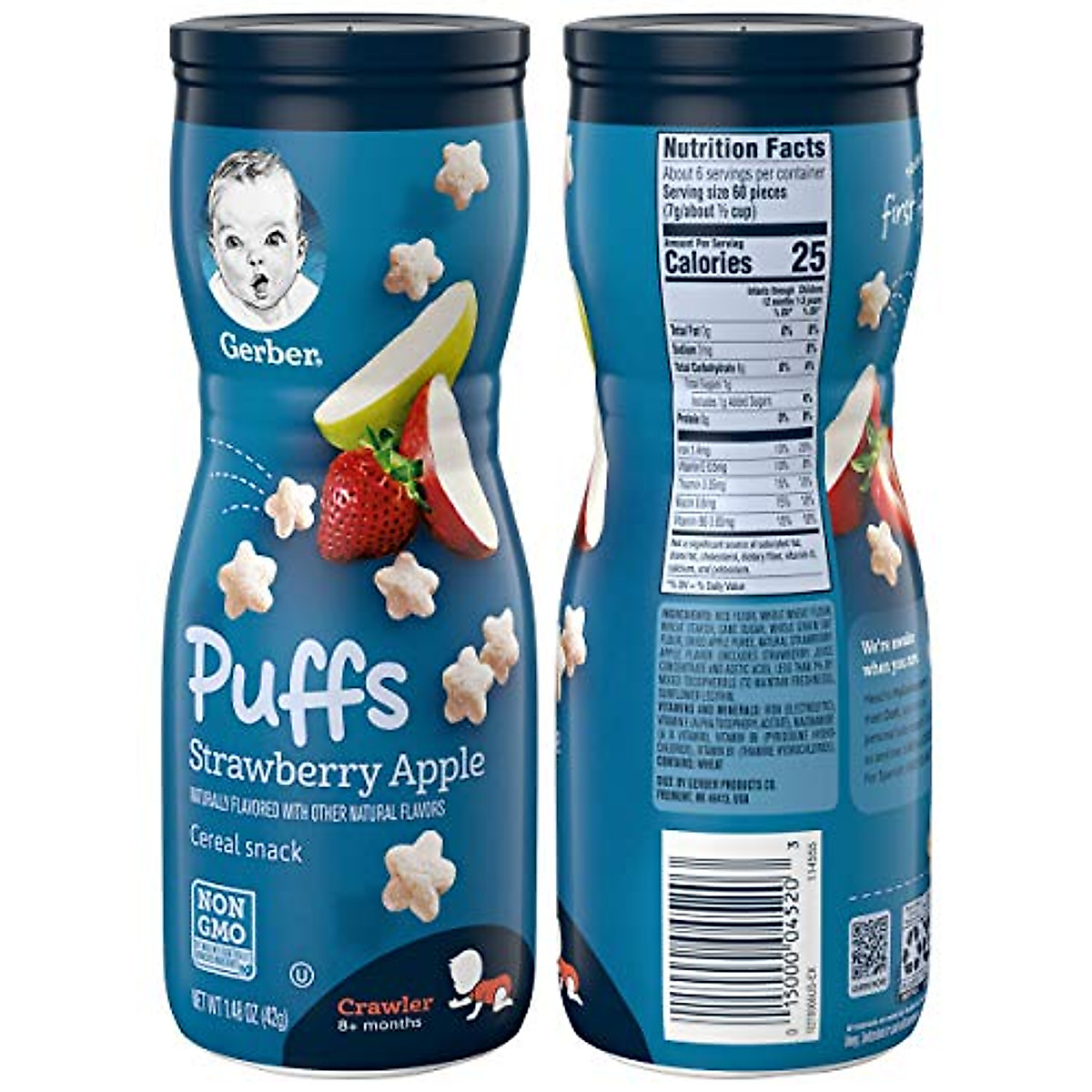 Gerber Puffs Cereal Snack Variety Pack - 1 Strawberry Apple, 1 Banana, 1 Sweet Potato - 1.48 OZ Each (Pack of 3)