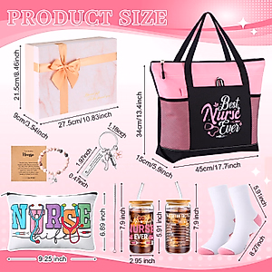 Funnymoom 7 Pcs Nurse Gifts 16 oz Glass Cup Set Nursing Graduation Appreciation Practitioner Birthday Gifts Box for Women Doctors Assistant