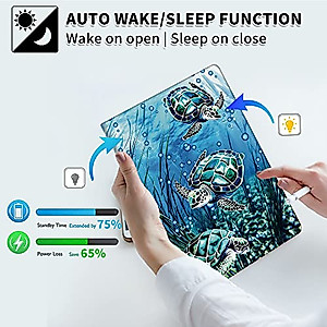 RYUITHDJP for Kindle Fire 7 Tablet Case 7" 2022/2023 with 360 Degree Rotating Swivel Kickstand Turtle Design for Kindle Fire 7 case Auto Wake Sleep Leather Cover