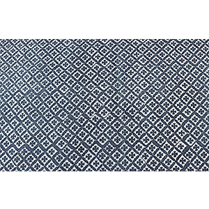 Indigo Blue Rug for Bathroom Handmade Cotton Durries Boho Kilim Rug Flat Weave Indoor Floor Decorative Rugs for Balcony Lounge Floor Bedroom Balcony