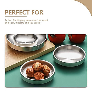 Hemoton Asian Snacks Soup Cereal Bowls Stainless Steel Double- wall Vacuum Insulated Bowl Korean Seasoning Plate Kimchi Dish Cold Dishes Container Appetizer Plates Size S Snack Container