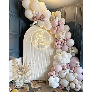 Fog Pink Sand White Boho Ballloons, 144pcs Blush Beige White Pink Balloons for Girl Women Baby Shower Bride Shower Party Decorations……