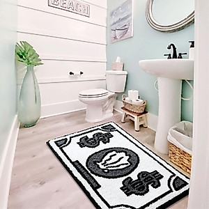 RoomTalks Boho Cute Rugs for Bathroom Kitchen Dorm Bedroom Aesthetic, 2x3 Small Area Rugs Throw Carpet, Black and White Funky Trendy Cool Bath Mat Non Slip Washable Cartoon Kids Bathroom Rugs Decor