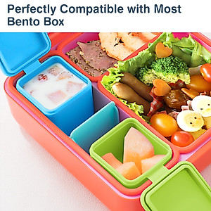 Homotte Leakproof Dips Containers Compatible with Most Bento Lunch Box, 2x 4 oz Salad Dressing Container To Go, Small Silicone Snack Condiment Container with Lids for kids (Blue/Green)