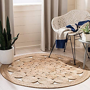 SAFAVIEH Natural Fiber Round Collection 3' Round Natural NFB248A Handmade Boho Country Charm Jute Area Rug