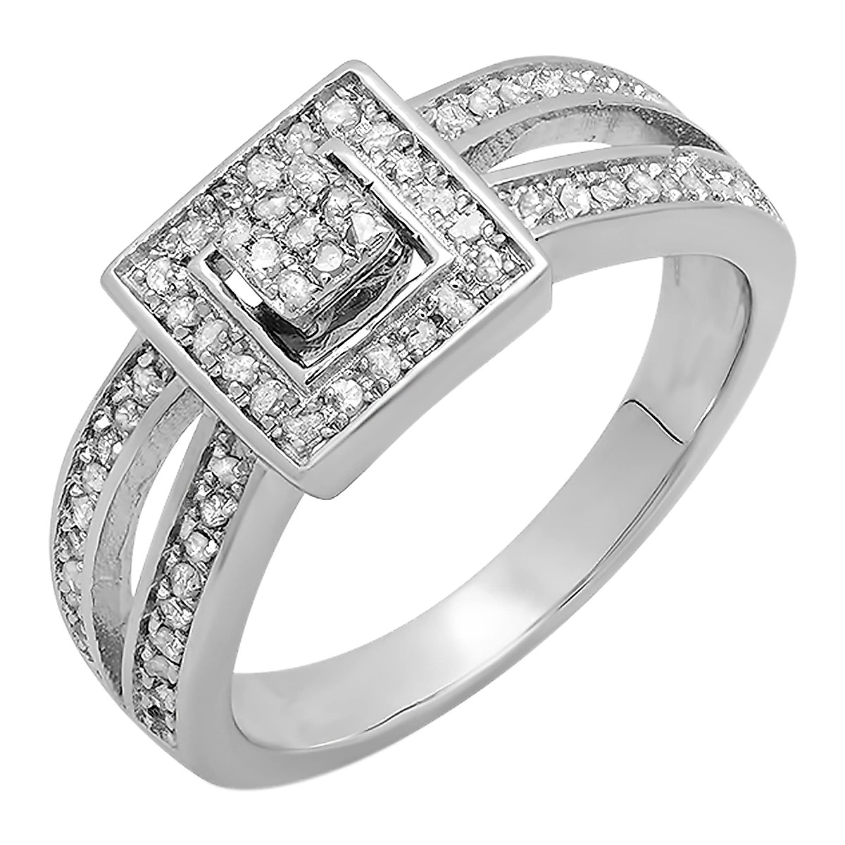 Dazzlingrock Collection 0.25 Carat (ctw) Sterling Silver Round White Diamond Bridal Engagement Ring 1/4 CT, Size 7