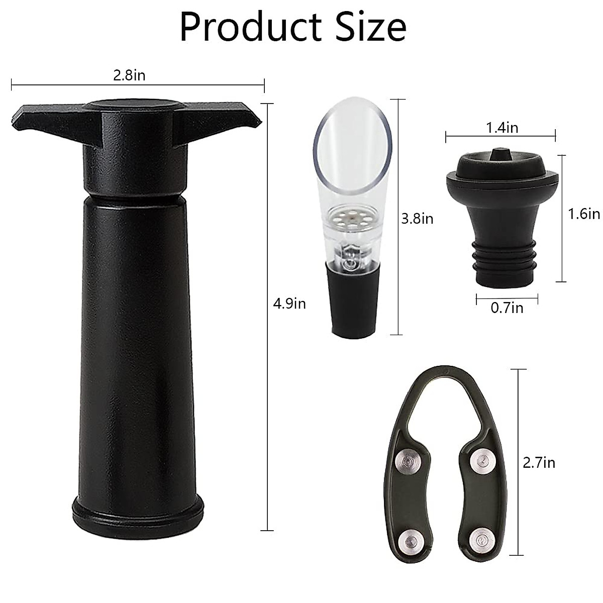 Wine Vacuum Stoppers Set 16Pcs with a Wine Saver Vacuum Pump, a Foil Cutter and a Wine Pourer, Reusable & Resealable Bottle Sealer Keeps your Wine Perfectly Fresh