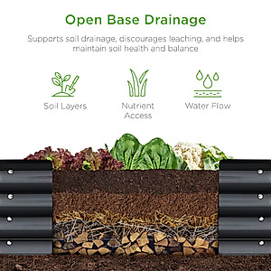Best Choice Products 8x2x1ft Outdoor Metal Raised Garden Bed, Oval Deep Root Planter Box for Vegetables, Flowers, Herbs, and Succulents w/ 108 Gallon Capacity - Charcoal