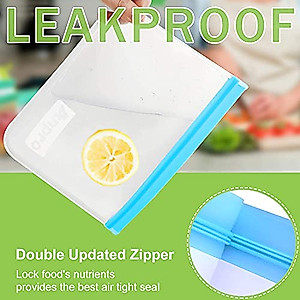 Anpro Reusable Food Storage Bags Leakproof - 11 Pack Anpro BPA Free Freezer Bags (2 Reusable Gallon Bags, 5 Resuable Sandwich Bags, 4 Reusable Snack Bags), Silicone Bags for Lunch