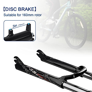 RUJIXU Bike Fat Fork 20 Inch 4.0" Tire Air Suspension Fork 1-1/8" Disc Brake Bicycle QR 9mm Travel 100mm Manual Lock Snow Beach XC MTB Bicycle Accessories Delivery from USA (Color : White)