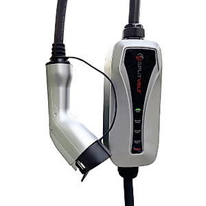 Splitvolt NEMA 14-30 Level 2 Portable EV Charger 24 Amp, 220-240 Volt, 26ft Cable, Electric Vehicle Charger Plug-in EV Charging Station with, J1772 Plug, Fastest 30 Amp Circuit NEC-Safe Charging