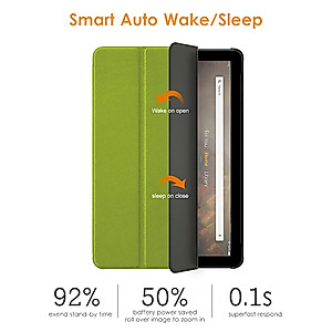 DTTO Case for All-New Fire HD 10 & 10 Plus Tablet (Only Compatible with 11th Generation Tablet, 2021 Release), Slim PU Leather Trifold Stand Cover Hard Back Shell with Auto Sleep/Wake, Spring Green
