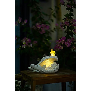 HONGRUIART Solar Sleeping Baby Angel Statue, Solar Light Cherub Angel in Wings with Bird, Memorial Guardian Angel Bady Statue Indoor and Outdoor Home Garden Decoration