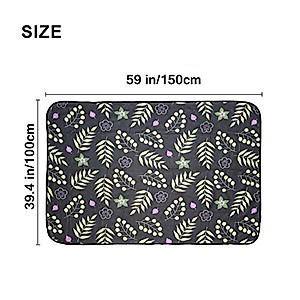forestfish Portable Travel Blanket Airplane Compact with Bag, Fleece Throw Blanket Cozy Soft for Camping Train 60" x 40", Flower