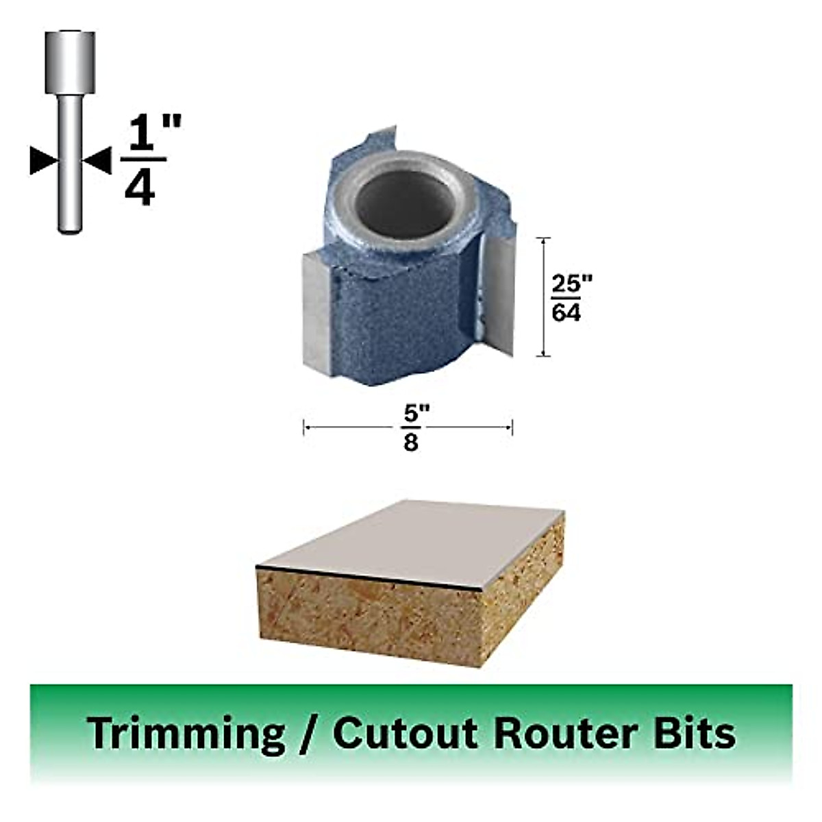 Bosch 85509M 5/8 In. x 3/8 In. Carbide Tipped 3-Flute Flush Trim Replacement Cutter Bit