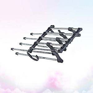 TOPBATHY Hook Hanger Retractable Pants Hangers 5 Layers Stainless Steel Non Slip Pants Hangers Space Saving Clothes Slack Hangers Black Coat Hangers