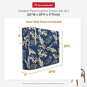 Porch Shield Outdoor Cushion Slipcovers Patio Chair Seat Cushion Covers Set 4 Waterproof Fade Resistant 22 x 20 x 4 inch, Autumn Sweet Talk