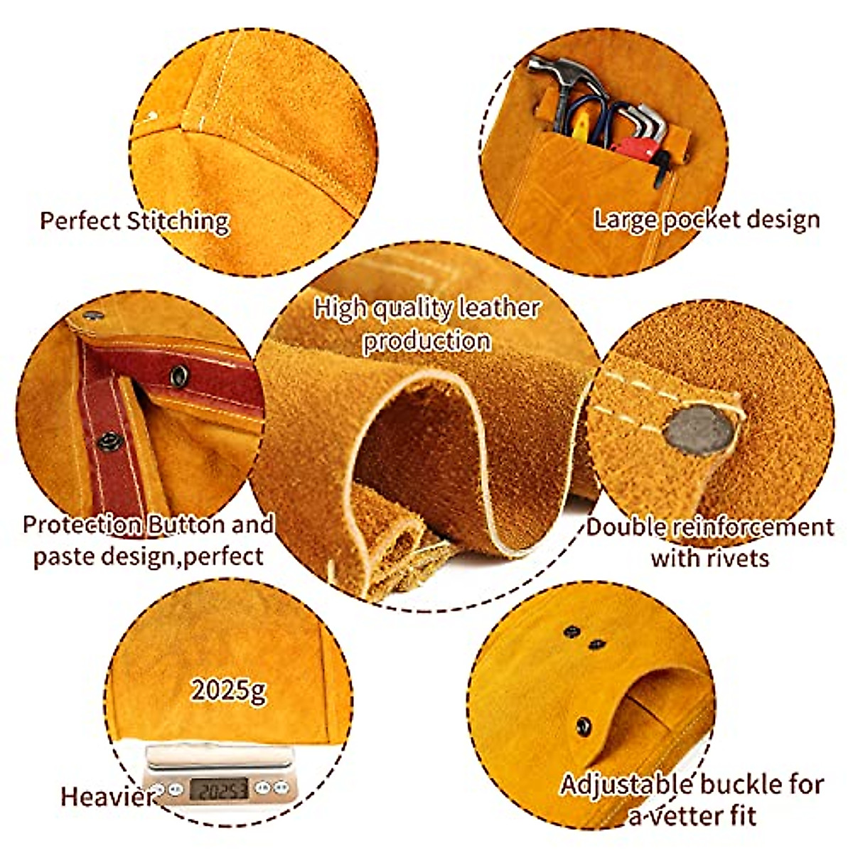 Welding Leather Jackets Flame-Resistant Heavy Duty Split Cowhide Leather Welder Jacket for Men & Women XX-Large, (Large, Brown)