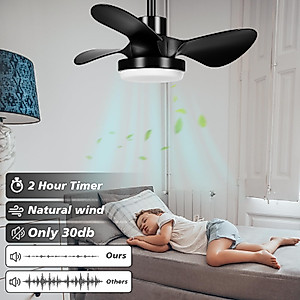Black Ceiling Fans with Lights and Remote, 25 Inch Indoor Outdoor Dimmable Ceiling Fans with Light, 3 Blades Modern Ceiling Fan Light with DC Motor for Bedroom, Living Room, Kitchen, Office