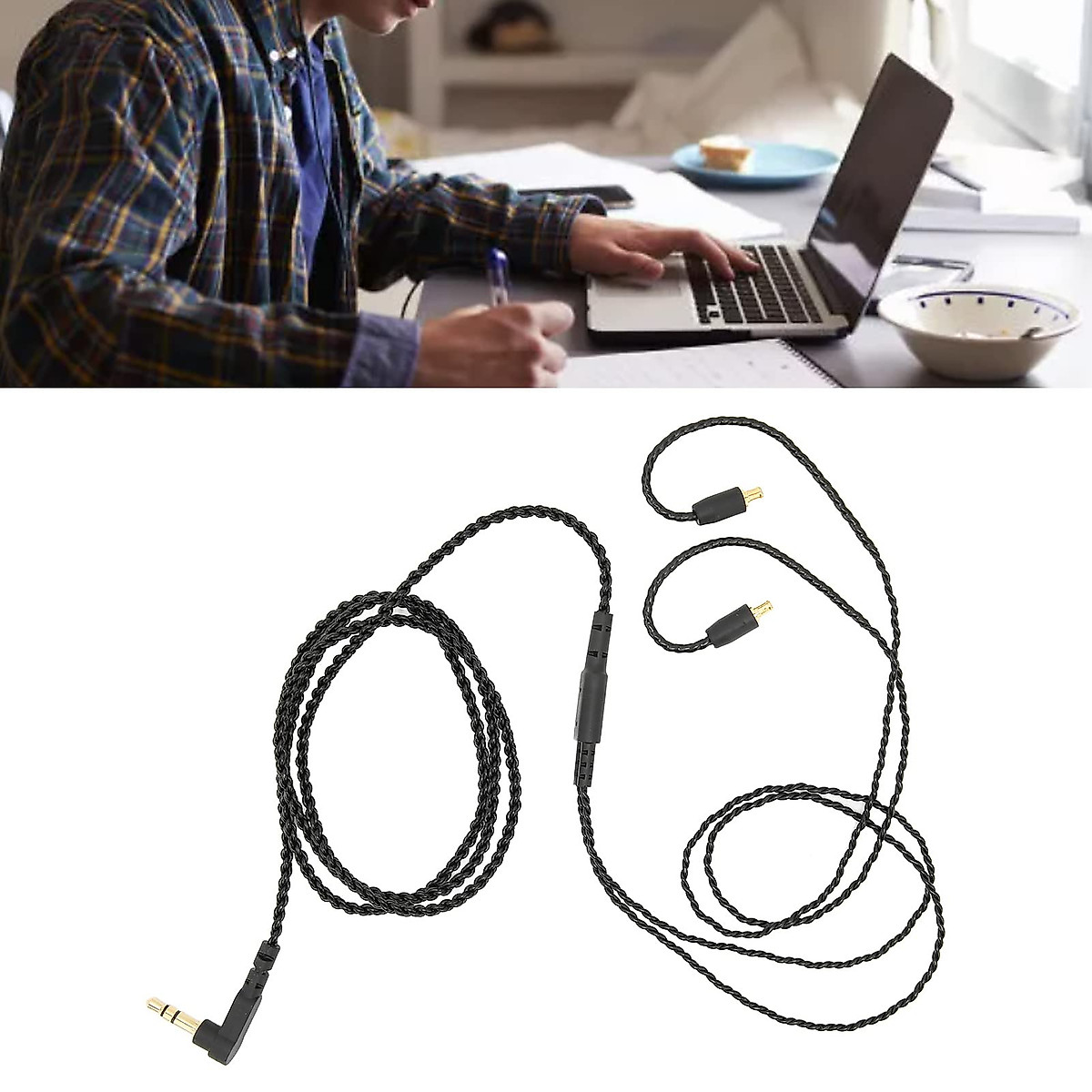 PUSOKEI Headphone Audio Cable,Noise Reduction Earphone Audio Cable for CKS1100 E40 E50 E70 LS200 LS300 LS400 CKR90 CKR100 LS50 LS70