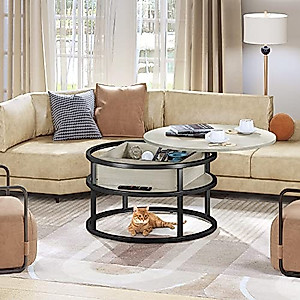 YITAHOME Lift top Coffee Table, White Oak and Black