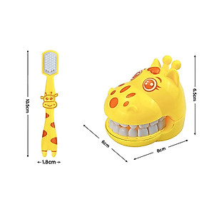 YOUYA DENTAL Early Education Brushing Toys, Children Role Play Toys Cute Giraffe Early Education Cartoon Tooth Brushing Toys Model Teaching Children Brushing Model for Kindergarten Kids Children