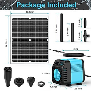 Sun Energise 20W Solar Water Pump Fountain Outdoor, 320GPH Submersible Powered Pump and 20 Watt Solar Panel for Pond Aeration, Garden Decoration, Pool, Fish Tank, Hydroponics, Aquaculture