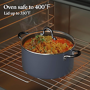 Cook N Home Nonstick Stockpot Soup pot with Lid Professional Hard Anodized 10 Quart, Oven safe - Stay Cool Handles, Black
