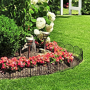 7 Panels Landscape Fencing for Lawn Front Yard, Small Garden Fence Animal Barrier 12.4"(H) x 9.5ft(L), Tree Fence Flower Bed Fence Metal Fence Border, Decorative Garden Fence Border