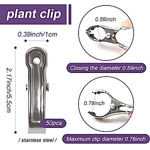 proturbo 50PCS Stainless Steel Greenhouse Clamps 2inch Greenhouse Clips Heavy Duty Garden Clips Windproof Strong Grip to Hold Down The Plant Cover or Shade Cloth on Garden Hoops or Greenhouse Frame