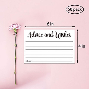 Antgiftshop Advice and Wishes Cards-Set of 50 Advice Cards for The Bride and Groom, Perfect for Bridal Shower or Wedding,4 x 6 Inches.