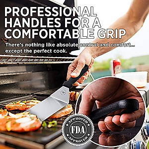 Weselyn Flat Top Grill Accessories Kit - 11-Pc Griddle Set with Melting Dome, Burger Spatulas, Scraper, Egg Rings and Squirt Bottles - Stainless Steel BBQ Tool Kit Ideal Blackstone Accessories