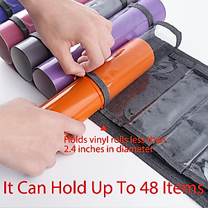 TUPARKA Vinyl Roll Holder Craft Vinyl Storage Rack with 2 Hook Craft Storage Organizer 48 Compartments Vinyl Organizers Holder for Door Closet Wall