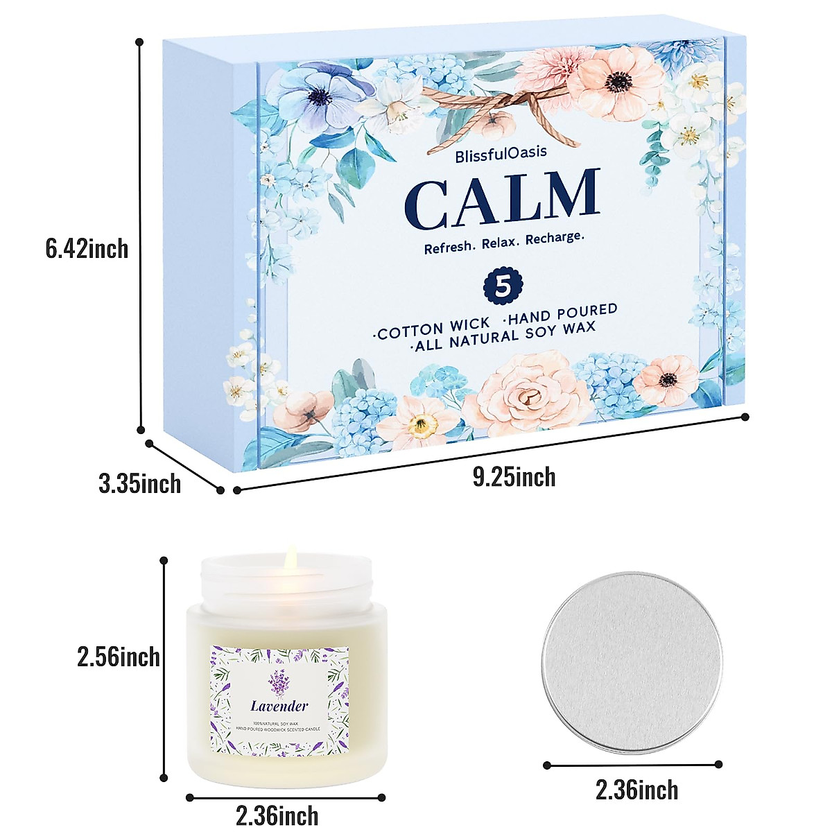 BlissfulOasis Scented Candles, Long-Lasting Candles for Home Scented, 5 Pack Scented Candles, Candles for Women, Natural & Safe Ingredients, Candle Set for Birthday, Christmas, Festival