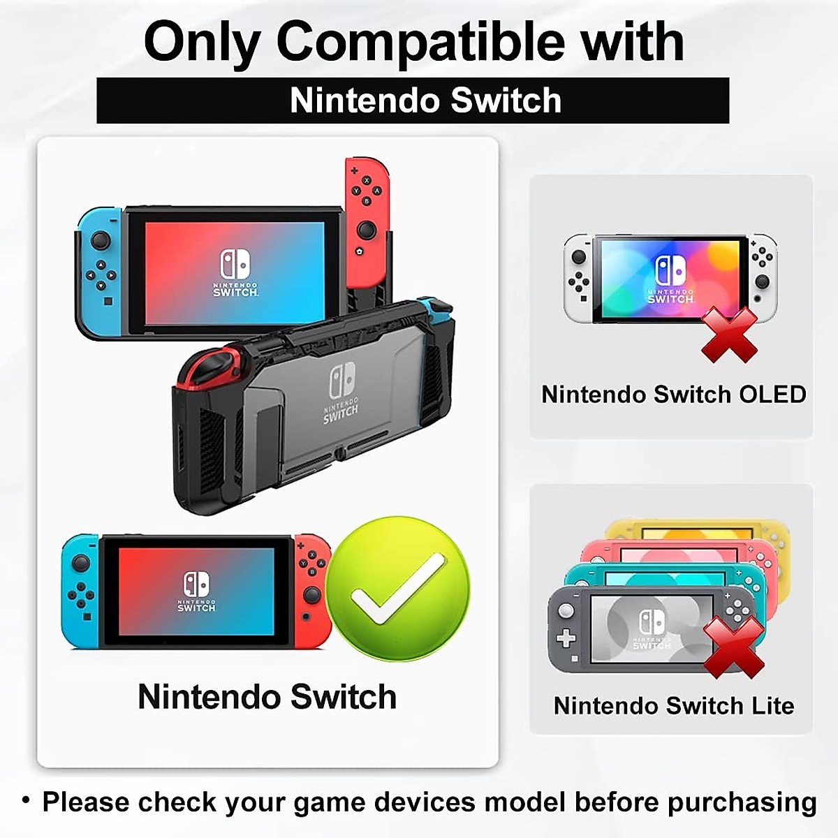 PiMivco Dockable Case for Nintendo Switch 2017,Protective Case Compatible for Nintendo Switch and Joy-Con Controller ,TPU Grip Cover with Shock-Absorption and Anti-Scratch Design(Black)…