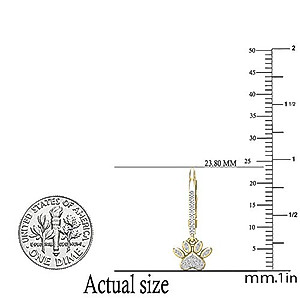 Dazzlingrock Collection Round White Diamond Cat Paw Print Drop Dangle Lever Back Earrings for Her (0.20 ctw, Color I-J, Clarity I2-I3) in 10K Yellow Gold