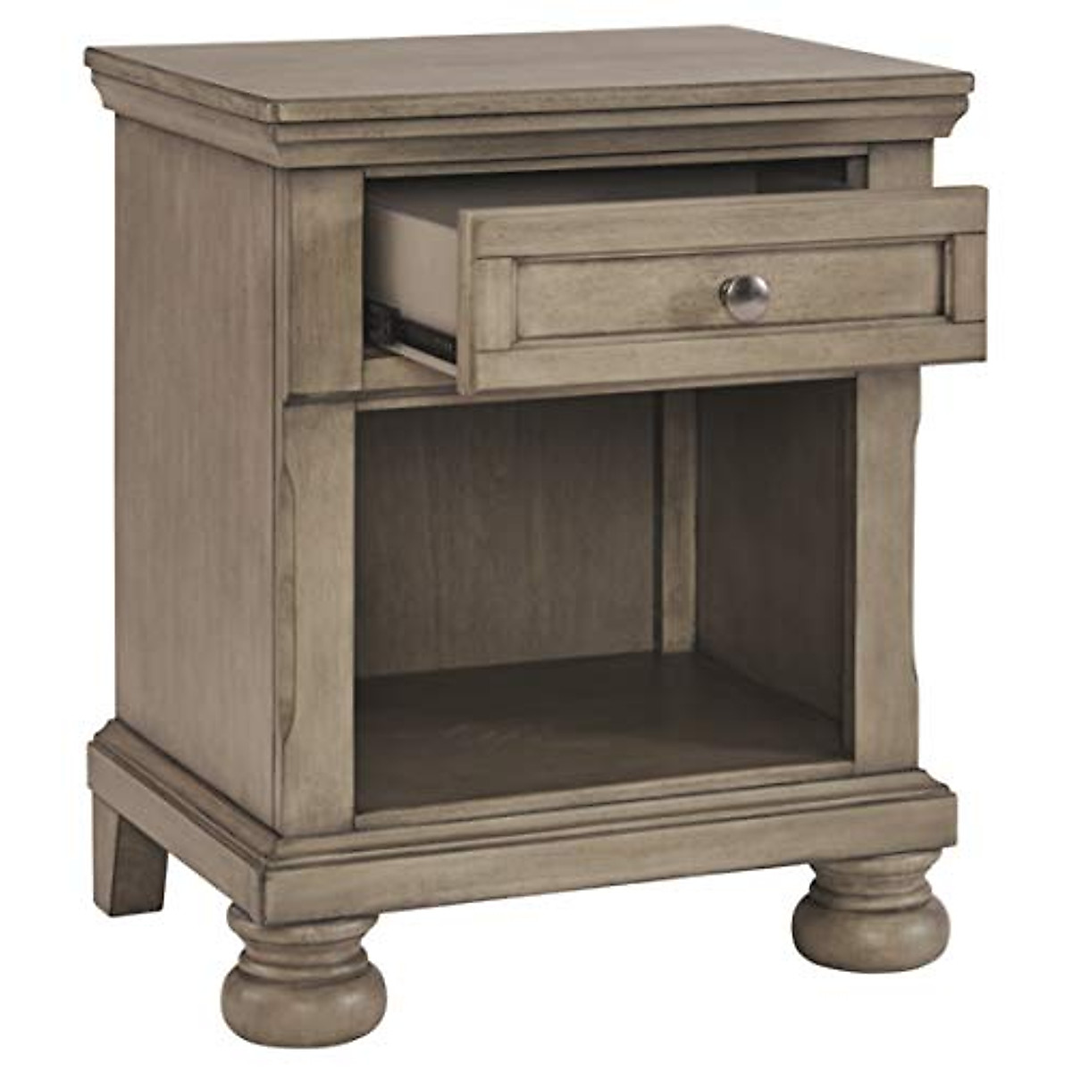 Signature Design by Ashley Lettner Modern Traditional 1 Drawer Nightstand, Light Gray