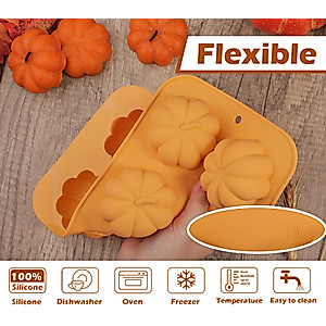 Webake Pumpkin Cake Mold Silicone 3D Pumpkin Cupcake Pan for Baking Dessert Mousse Mold Tray for Halloween Thanksgiving (2 PCS)