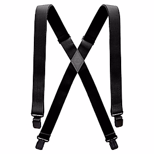Arcade Mens Jessup Suspenders: 4 Point Heavy Duty Elastic Webbing Durable Metal Clips, Black, OSFA