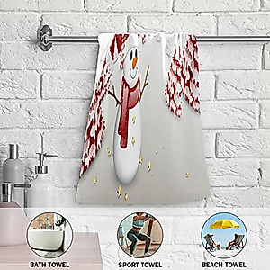 JSTEL Christmas Snowman Kitchen Towels Set of 2,Super Absorbent Dish Drying Towels Rectangle 28.3x14.4 inch Microfiber Kitchen Hand Towels Xmas Pattern