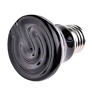 50w Reptile Heat Lamp Bulb 2 Pack, Pet Infrared 50 Watt Ceramic Heat Emitter for Brooder Coop, Lizard, Lambs, Snake, No Light, Black