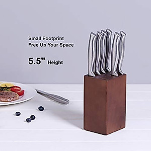 5.5“ Steak Knife Block Holder without Knives with 8 Slots - Eco-friendly Wooden Steak Knife Storage Block only - Space Saver-Compact Design Steak Knives Organizer -by KITCHENDAO
