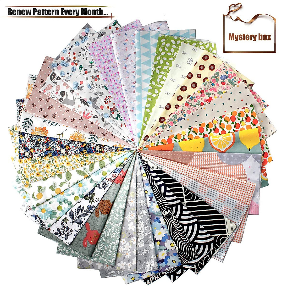 Precut Fabrics for Quilting no Repeat Design Printed Floral Cotton Fabric for Patchwork Squares Bundles for Craft DIY /45pcs 8" x 8"